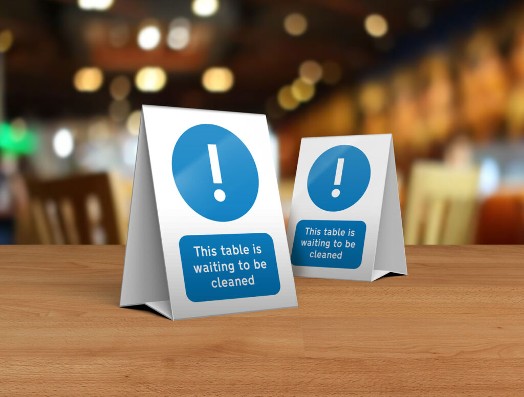 Please clean this table Tent Card for Office, Restaurants, Cafes or ...